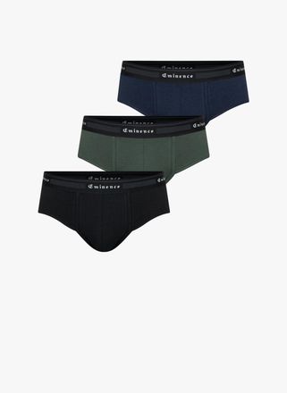 Eminence Lot de 3 slips unis en coton m&eacute;lang&eacute;