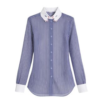 Vivetta Vivetta, Femme, Blouses et Chemises, Bleu, Taille: 38 FR Chemise Ray&eacute;e