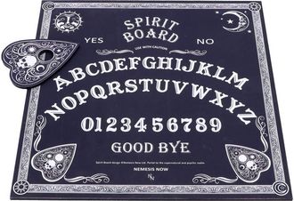 Nemesis Now Spiritusbrett mit Planchette, MDF/Polyester, 38,5 cm, Schwarz/Wei&szlig;