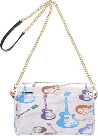 HMZXZ Guitars Sacs à bandoulière en cuir avec notes de musique pour femme, petit sac à main, bandoulière vintage