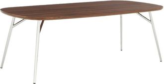 Sweeek Table basse rectangulaire pieds chromés et décor bois noyer 120cm