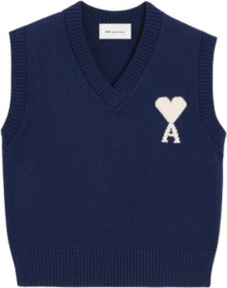 Ami Homme, Pulls, Bleu, Taille: 40 FR De Coeur Sleeveless Sweater