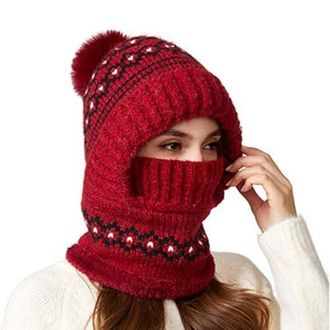 Generic Bonnet dhiver | Bonnet dhiver en tricot doux r&eacute;glable avec &eacute;charpe et couvre-visage, chapeau thermique avec couvre-visage, chapeaux tricot&eacute;s pour femm