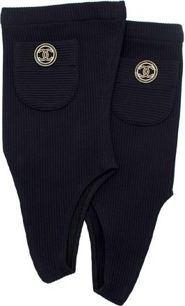 Chanel Navy Ribbed Stirrup Socks