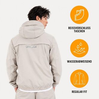Smilodox Outdoorjacke Lorenzo Windbreaker, Wasserabweisende &Uuml;bergangsjacke mit Kapuze elastisch, Kapuze, Bel&uuml;ftungs&ouml;ffnungen, verstellbarer Saum
