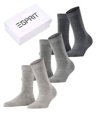 Esprit Esprit Damen Socken Solid Mix 3-Pack, Nachhaltige biologische Baumwolle Lyocell, 3 Paar, Mehrfarbig (Sortiment 20), 35-38