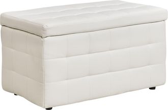 Beliani Hocker mit Stauraum Deckel Kunstleder weiß Bettbank Truhe Modern Michigan