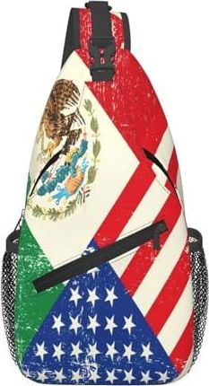 Generic Drapeau Mexicain-Am&eacute;ricain Vintage Sac Poitrine Multifonctionnel Sacs &Agrave; Dos Antivol Sac Banane Pour Shopping Excursion Quotidien