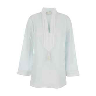 Tory Burch Femme, Blouses et Chemises, Bleu, Taille: 44 FR Tunique en coton