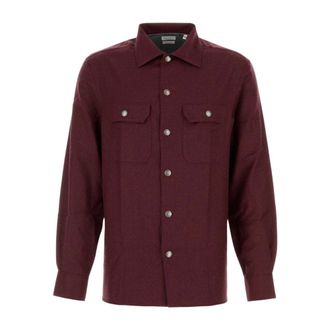 Brunello Cucinelli Virgin Wool Flannel Overshirt - - Shirts - Herren - Rot - M