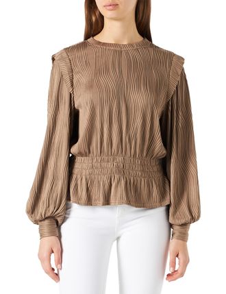 Pieces Pieces Damen Pcanela Smock Top Bluse, Fossil, XS EU