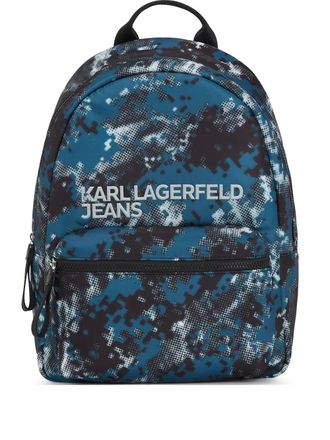 Karl Lagerfeld sac à dos à imprimé camouflage - Bleu