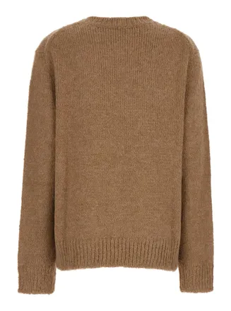 Jil Sander Womens Oversized Beige Wool Sweater Tops Top