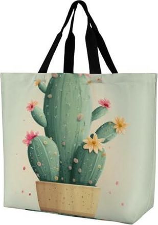 Generic Cactus Mignon Sac Fourre-Tout Pliable Tote Bag D&eacute;contract&eacute; Sac A Main Femmes Pour Voyage Universit&eacute; Gym