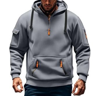 Generic Sweat &agrave; capuche pour homme avec fermeture &eacute;clair unie - Sweat &agrave; capuche - Manteaux dhiver - Chemisier - Veste de sport - Veste &agrave; capuche - Cardigan - 