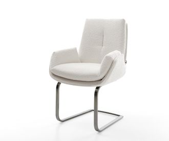 DELIFE Freischwinger Clea-Flex Boucl&eacute; Creme-Wei&szlig; Freischwinger flach Graphit, Esszimmerst&uuml;hle