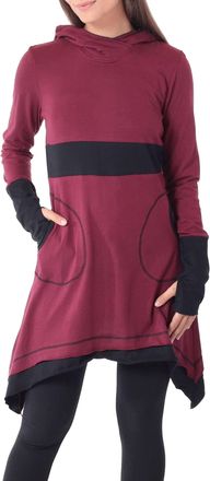 Purewonder Damen Kleid aus Baumwolle mit Zipfelkapuze dr37 Rot XL