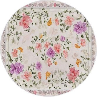 Generic Tapis Rond Minimalisme pour Chambre à Coucher Salon Salle à Manger Cuisine, 150 cm Couleur Microfibre Douce paillasson Circulaire, Feuilles Fleurs Pla