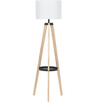 Beliani Beliani - Lampadaire &agrave; Tr&eacute;pied Moderne Scandinave Bois Clair Abat Jour Blanc Bluff