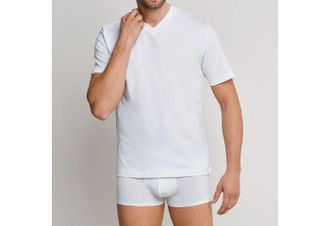 Schiesser T-Shirt (4-tlg) V-Ausschnitt, kurzarm, verst&auml;rkte Halsnaht, im 4er Pack