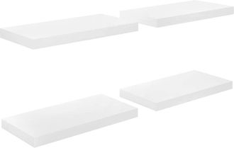 Generic Schwebendes Wandregal, 4 St&uuml;ck, MDF, Hochglanz-Wei&szlig;, Schwebendes Regal, 23/40/50/60/80/90/120 cm, Wandregal f&uuml;r Wohnzimmer/Arbeitszimmer/Bad/K&uuml;che (50
