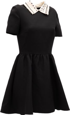 Valentino Garavani Womens Black Mini Dress With Embellished Collar