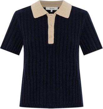 Frame Denim Femme, Pulls, Bleu, Taille: 40 FR The Contrast Trim Polo