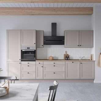 Nobilia home24 Küchenzeile High-Line Variante D 360cm Ausrichtung links Grau/Steingrau ohne Elektrogeräte