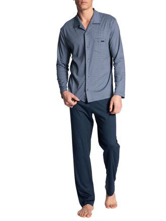 CALIDA Relax Choice Durchgekn&ouml;pfter Pyjama Herren, aus 100% Supima-Baumwolle, mit stoffbezogenem Gummibund