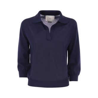 VANIS&Eacute; Cashmere Silk Polo - - Knitwear - Damen - Blau - XL