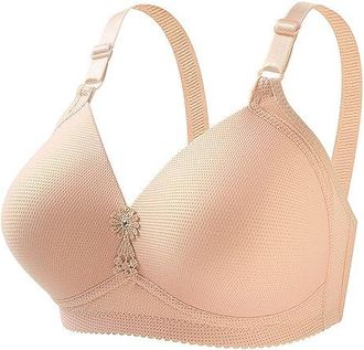 Generic Soutien-gorge respirant sans anneau en acier r&eacute;glable avec seins fins, sous-v&ecirc;tements gras et &eacute;largis, beige, 52/120