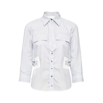 Elisabetta Franchi Femme, Blouses et Chemises, Bleu, Taille: 38 FR Oxford Shirt