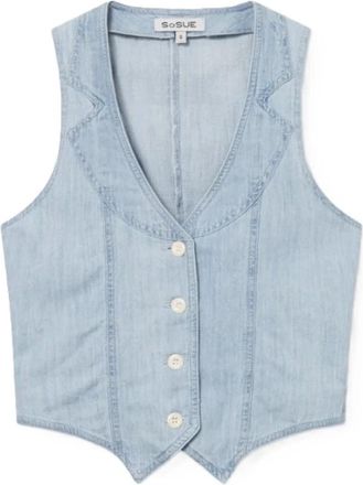 SoSUE Femme, Vestes, Bleu, Taille: 40 FR Denim Vest