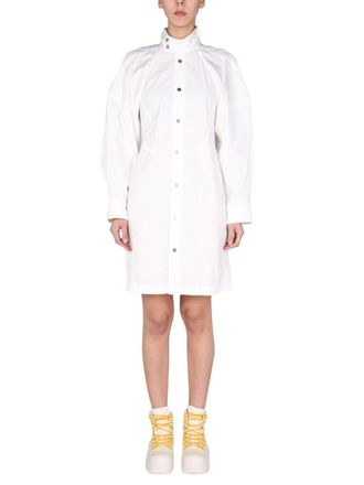 Bottega Veneta High-Neck Cotton-Viscose Blend Dress - White