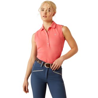 Ariat Womens Prix 3.0 Sleeveless Polo Shirt Shirt in Coral Paradise, Size X-Large, by Ariat