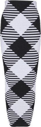 Balmain Femme, Jupes, Noir, Taille: 42 FR Jupe midi en maille vichy roulott&eacute;e