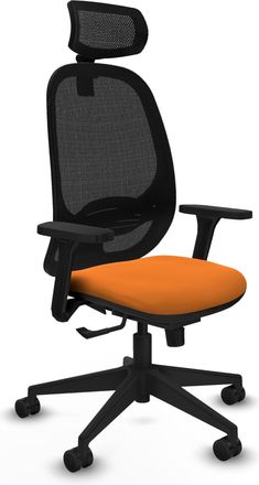 Piqueras y Crespo Cilanco B&uuml;rostuhl mit 3D-Armlehnen und Kopfteil, h&ouml;henverstellbar und neigbar, ausgestattet mit 3 Positionen und Schneidschaum, Schwarz/Orange