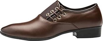 Generic Chaussures de mariage formelles pour homme classique verni &agrave; lacets Derbys uni Oxford en cuir &agrave; bout pointu Chaussures basses antid&eacute;rapantes pour int&eacute;