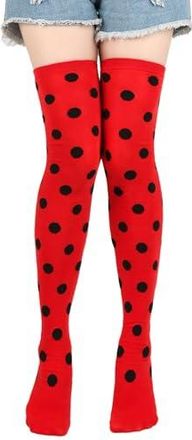 Generic Christmas Dress Up Stocking Festival Maquillage Accessoires COS Dots Knee Chaussettes Bas Chaussettes Homme Courtes Noir, Rouge past&egrave;que, S