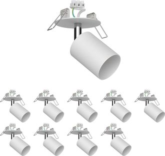 LEDs Com 10 Stück Deckeneinbauleuchte WAIKA, schwenkbar, weiß matt, rund, 80mm Ø, 1x GU10 max. 15W