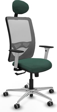 Piqueras y Crespo Schreibtischstuhl Zulema mit wei&szlig;en und schwarzen Armlehnen, h&ouml;henverstellbare Lendenwirbelst&uuml;tze und festes Kopfteil, ausgestattet mit 3 Positionen, 