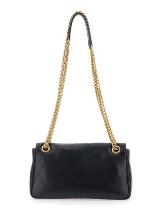 Tory Burch Womens Shoulder Bag Charlie Small Black Leather Cow
