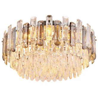 Globo Lighting Deckenlampe Kronleuchter 11 flammig Glasst&auml;be K&uuml;chenleuchte klar, Acrylkristalle Metall, 11x E14 Fassungen, DxH 55x27 cm