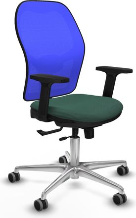 Piqueras y Crespo B&uuml;rostuhl mit 2D-Armen, h&ouml;henverstellbare Lendenwirbelst&uuml;tze, ausgestattet mit Syncro/Traslack und injiziertem Schaumstoff, Blau/Flaschengr&uuml;n