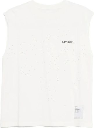 SATISFY Satisfy, Homme, Sport, Blanc, Taille: L T-shirt sans Manches Col Rond