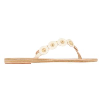 Ancient Greek Sandals Handgefertigte flache Ledersandale mit Kreisen - - Shoes - Damen - Wei&szlig; - 39 EU
