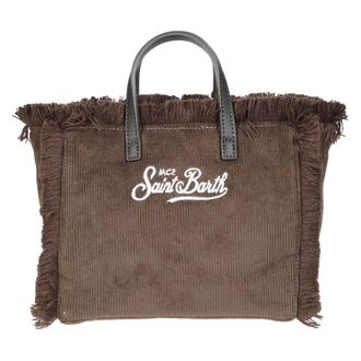 MC2 Saint Barth Mini sac Vanity en velours c&ocirc;tel&eacute; avec bandouli&egrave;re - Femme - Sacs - Brun - Taille: ONE Size