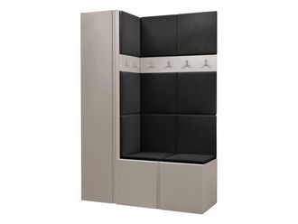 Mirjan24 Garderoben-Set Monati IX, Kleiderschrank, Schuhschrank mit 6 F&auml;cher, 2X Kleiderhakenbrett, Gepolstertes Paneel/Wandpaneel, 8 Doppelhaken, Flurgarderob