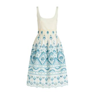 Etro Broderie Anglaise Kleid mit Bindedetail vorne - - Dresses - Damen - Mehrfarbig - S