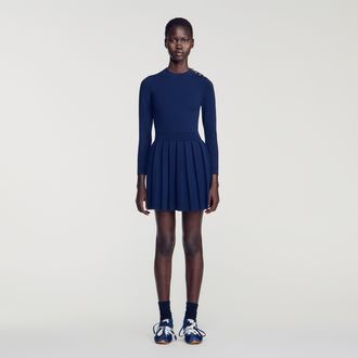 Sandro Robe courte en maille &agrave; boutons